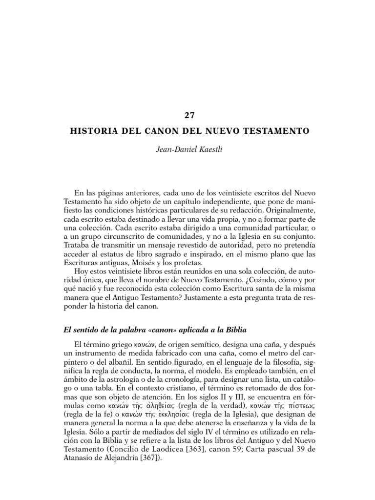 Jean-Daniel Kaestli Historia Del Canon Del NT | PDF | Canon bíblico ...