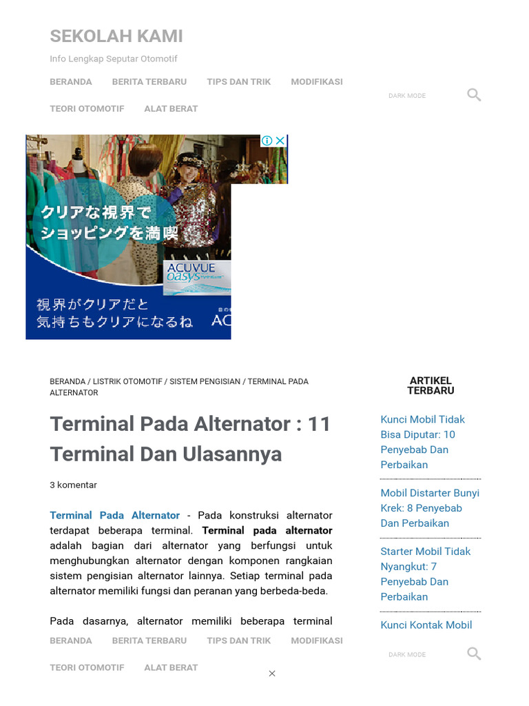 Terminal Pada Alternator - 11 Terminal Dan Ulasannya - Sekolah Kami | PDF