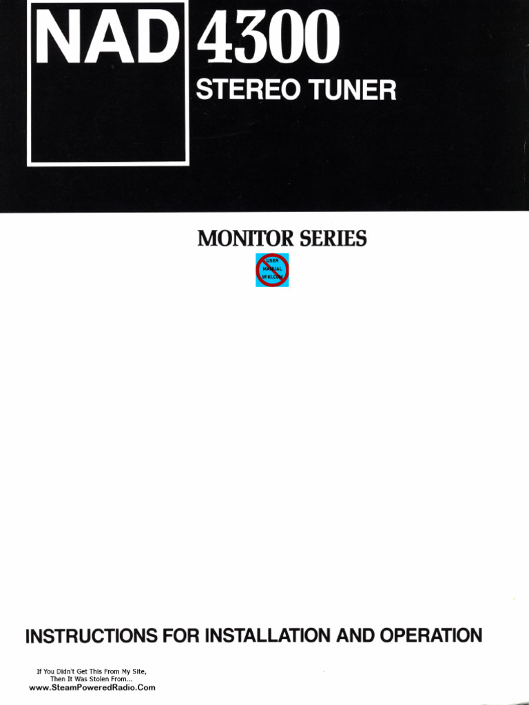 NAD 4300 Monitor Series Setup Guide | PDF | Antenna (Radio) | Frequency ...