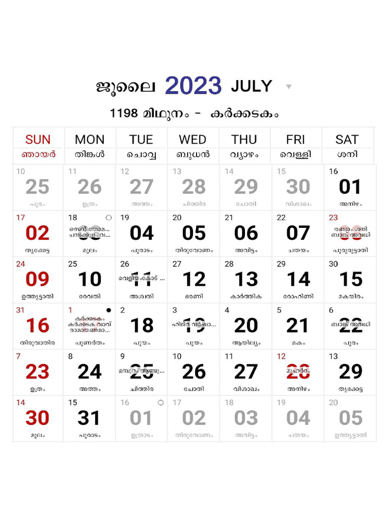 Manorama Calendar 2023 PDF | PDF
