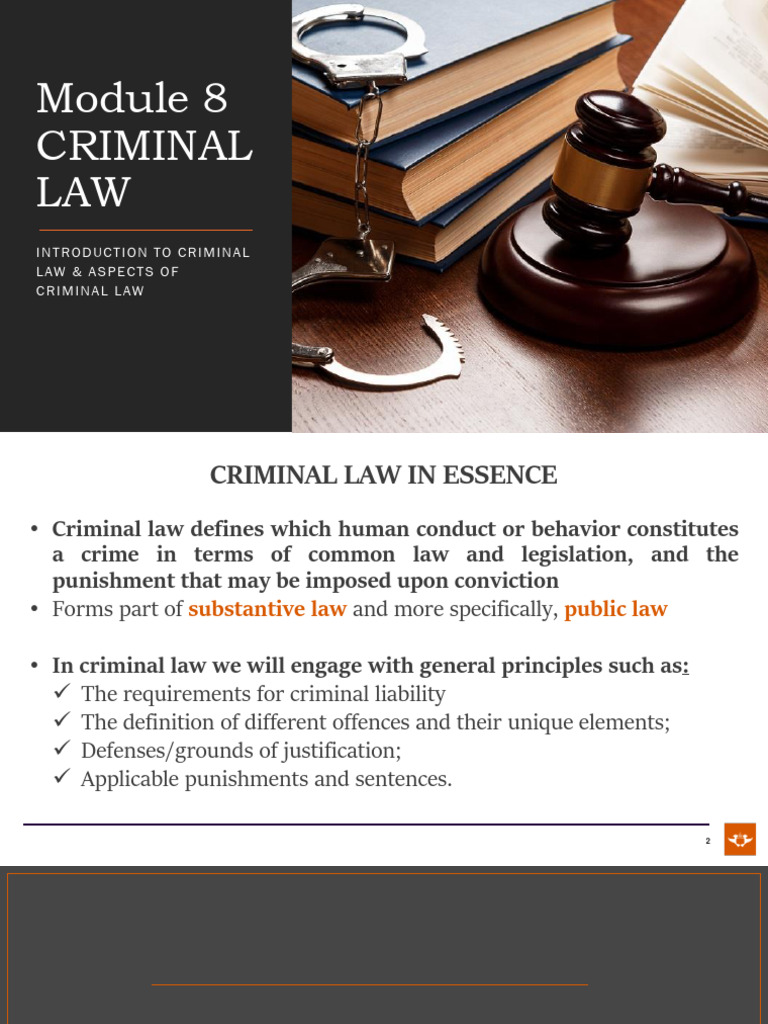 Module 8 CRIMINAL LAW Part One | PDF | Crimes | Crime & Violence