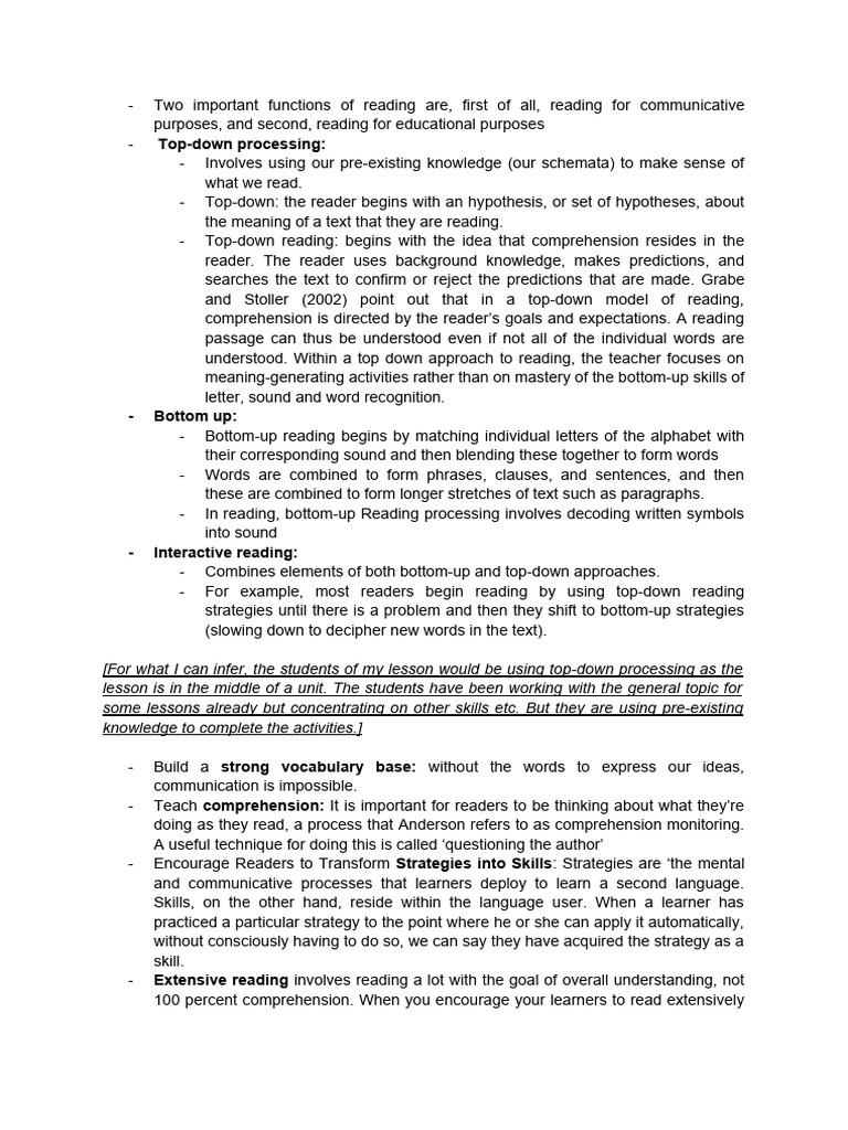 Nunan CHPT 5 - Reading - Summary | PDF | Reading Comprehension | Top ...