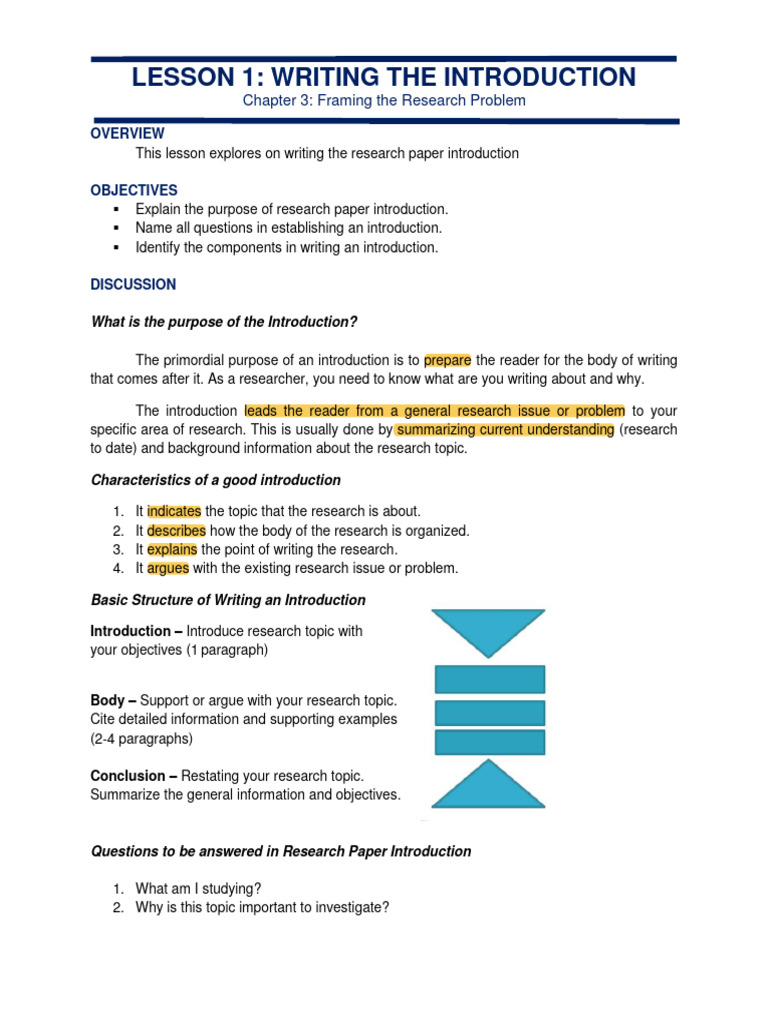 RES401 - Writing The Introduction | PDF | Understanding | Knowledge