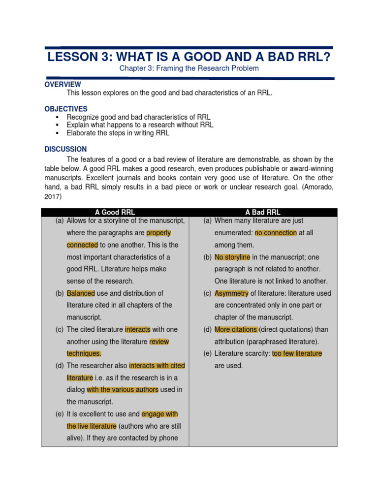 RES403 - What Is A Good or Bad RRL | PDF | Citation | Communication