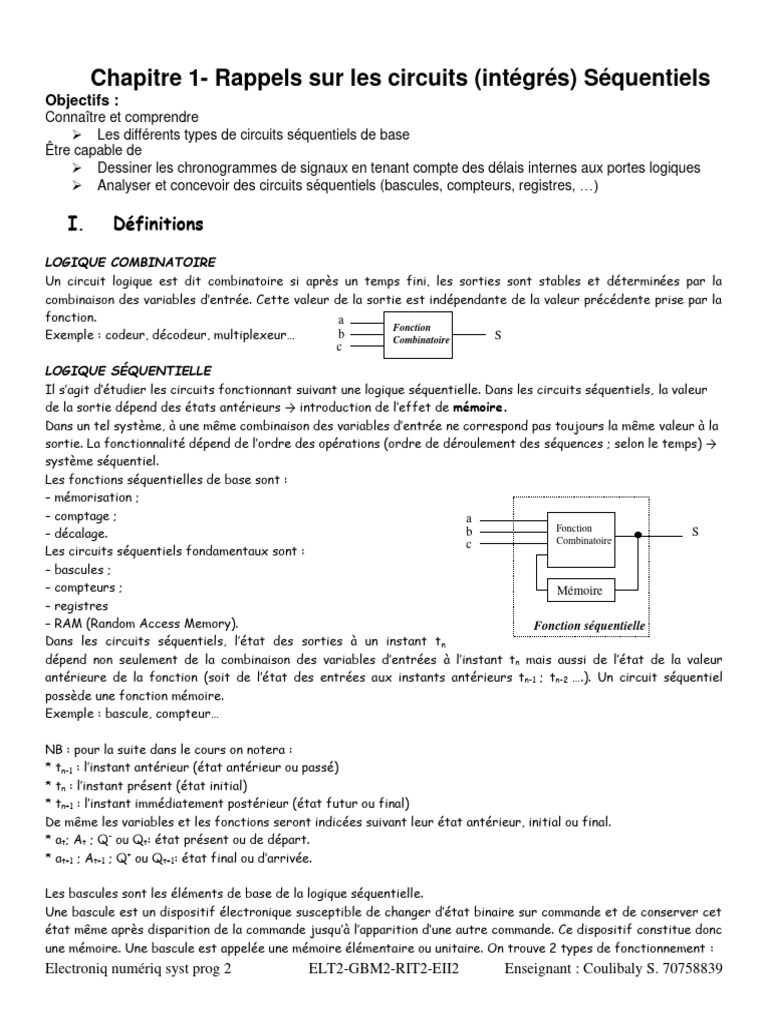 Chapitre 1 - Rappel Sur Les Circuits Séquentiels | PDF | Informatique | Ingénierie électronique