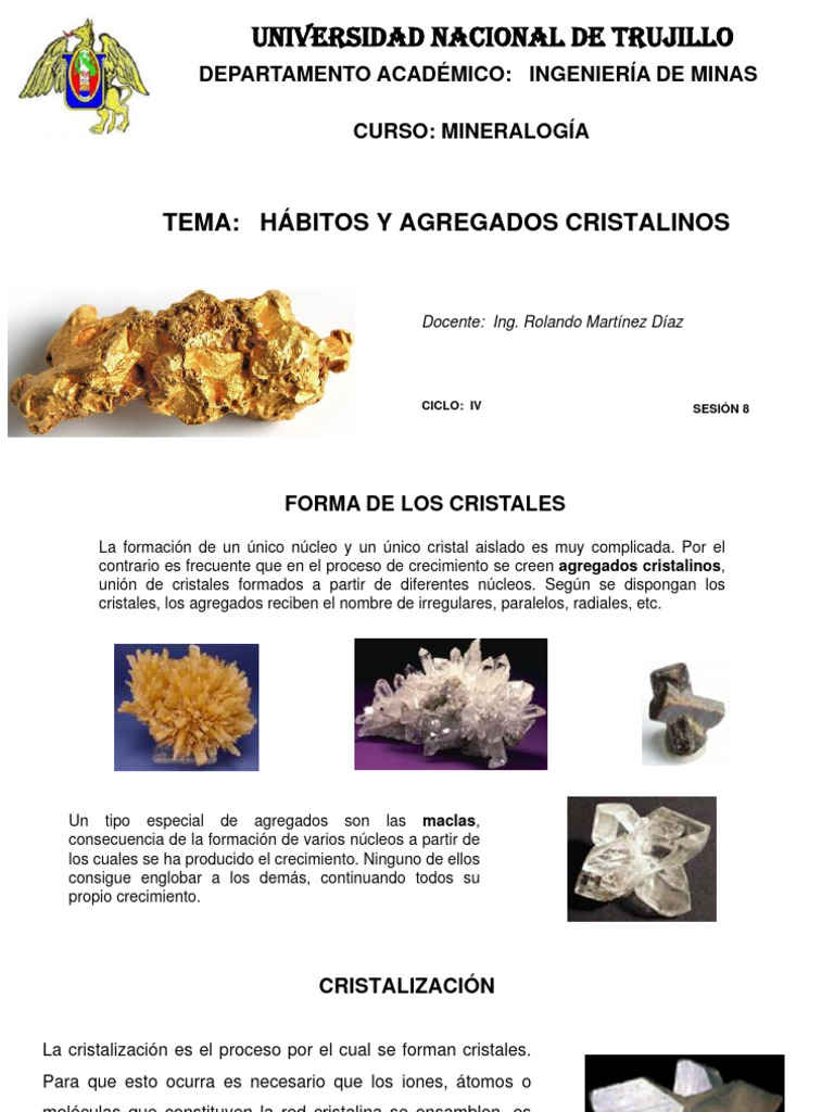 SESIÓN 8 - MINERALOGÍA | PDF | Minerales | Cristalización