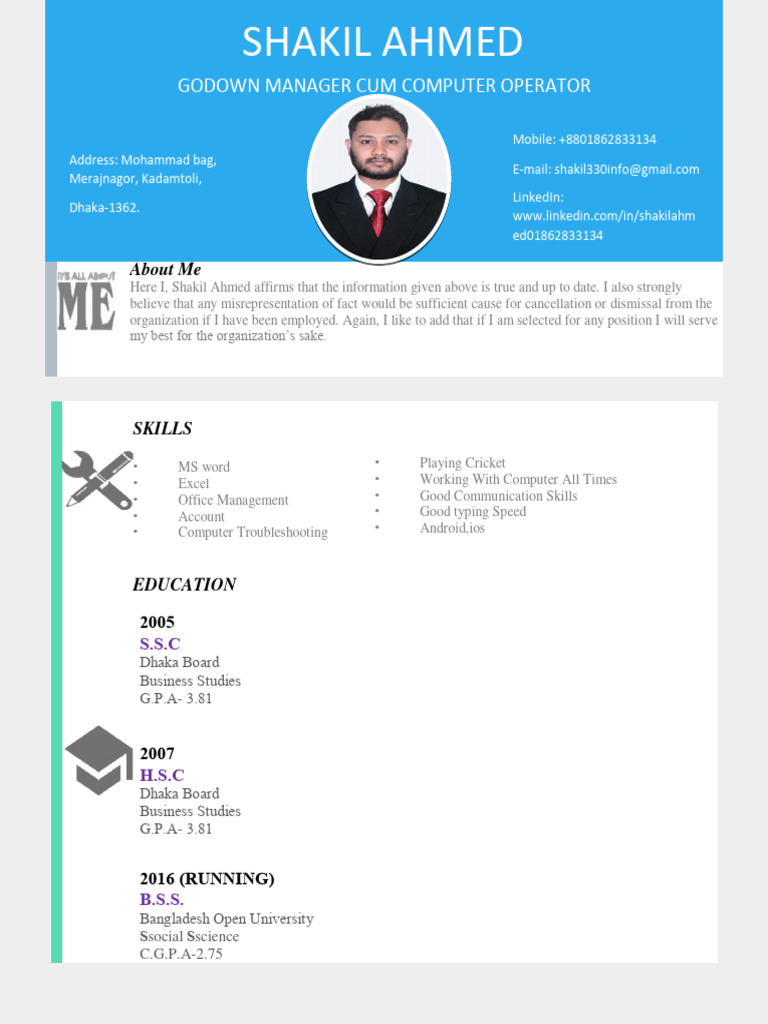 CV of Mohammad Shakil Ahmed | PDF | Bangladesh