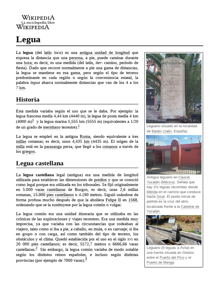 Definición y usos de la legua | PDF | Unidades de medida | Cantidades ...