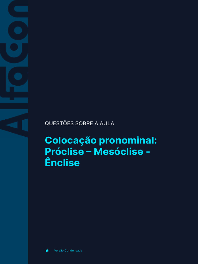 Colocação Pronominal: Próclise - Mesóclise - Ênclise: Questões Sobre A ...