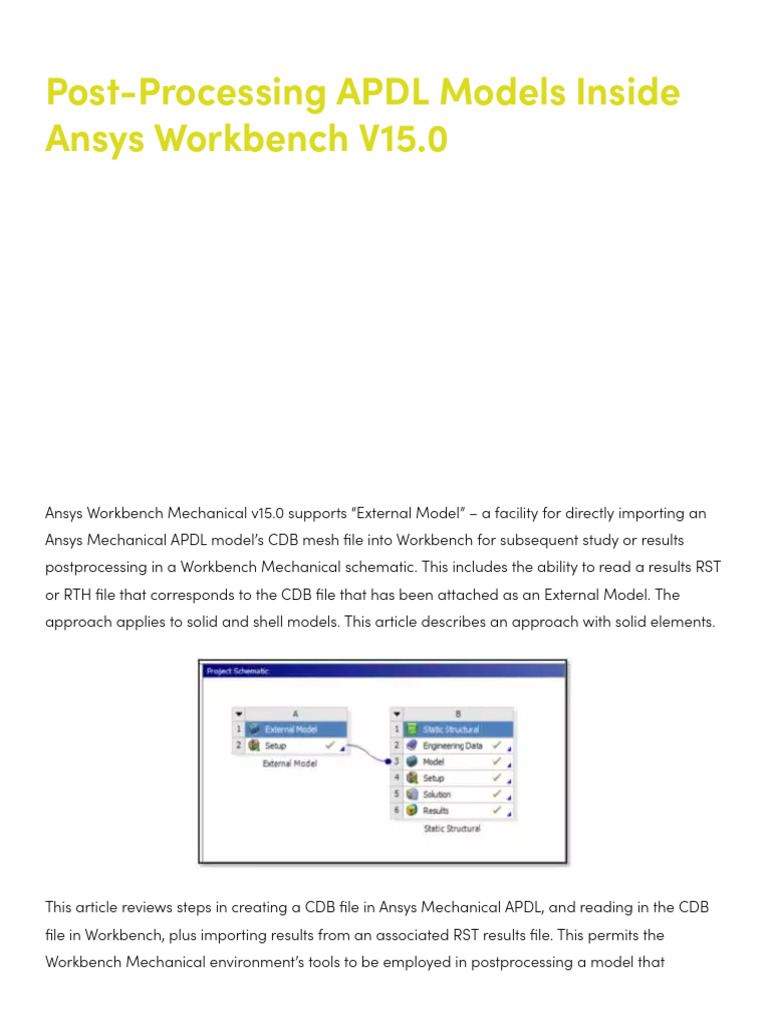Post-Processing APDL Models Inside Ansys Workbench | PDF | Business | Computers