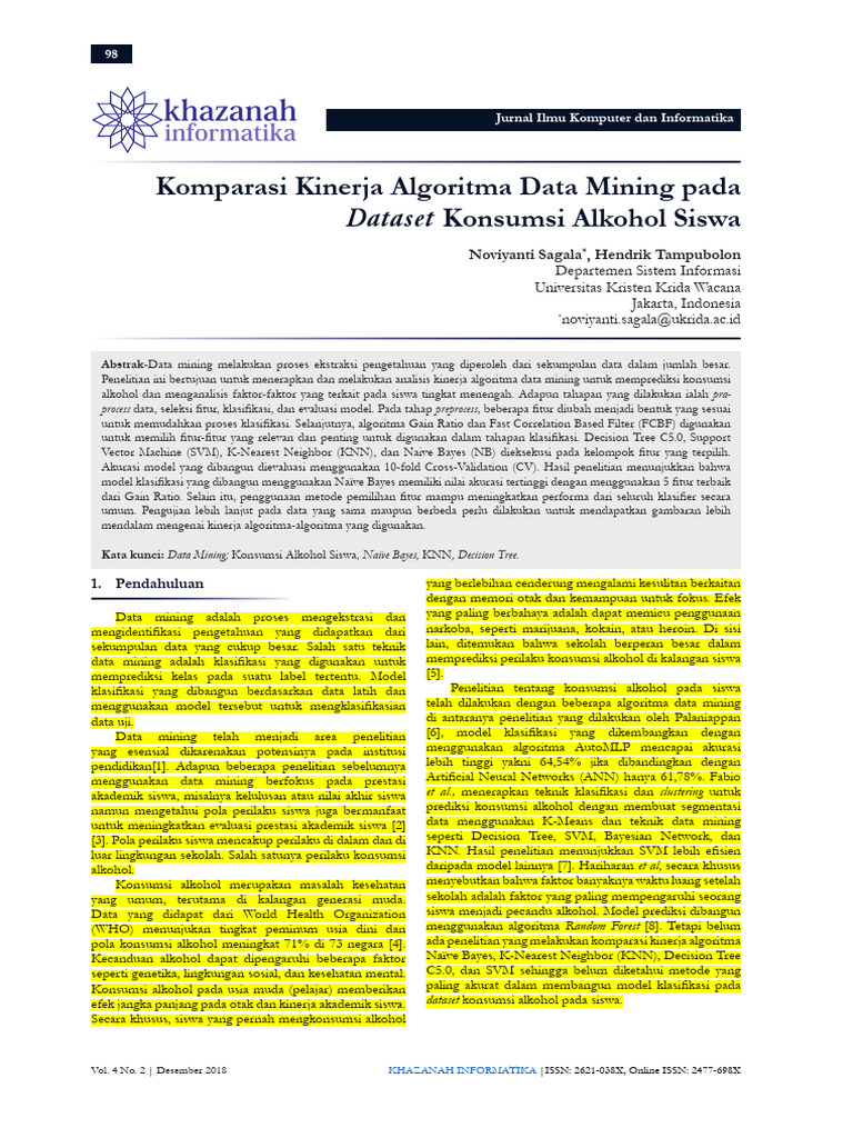 Komparasi Kinerja Algoritma Data Mining | PDF Komparasi Kinerja Algoritma Data Mining | PDF