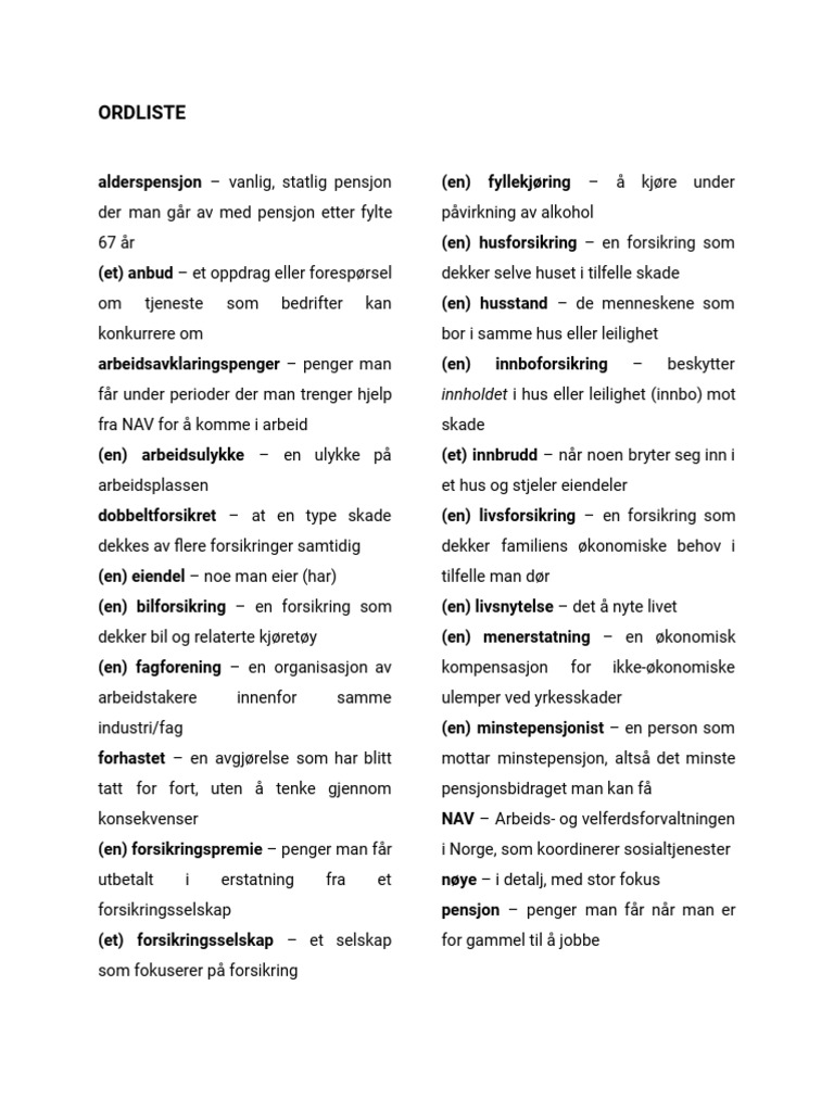 Ordliste | PDF