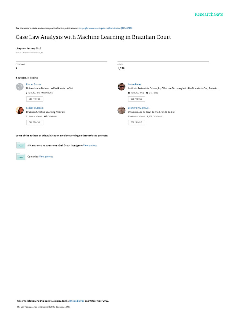 Case Law Analysis with Machine Learning in Brazilian Court | PDF | Data ...