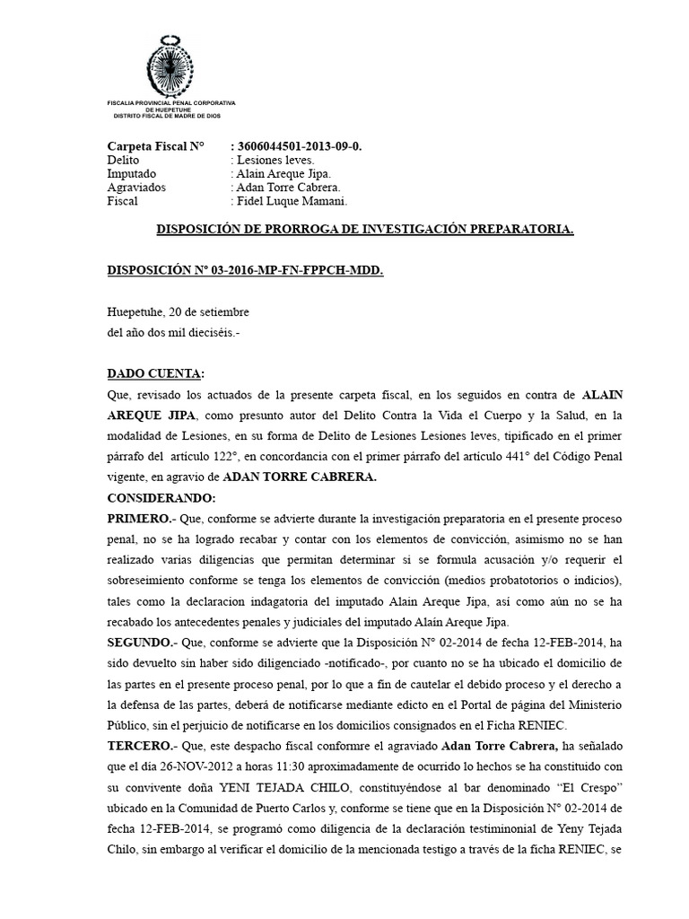 Caso 09-2013 - Lesiones Leves - Alain Areque Jipa | PDF | Fiscal ...