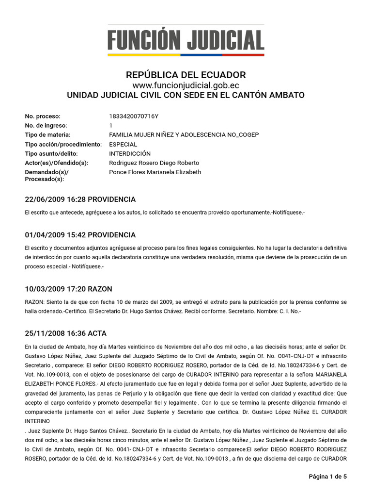 CASO Interdiccion Por Dilapidacion 1 | PDF | Procedimiento Civil | Gobierno
