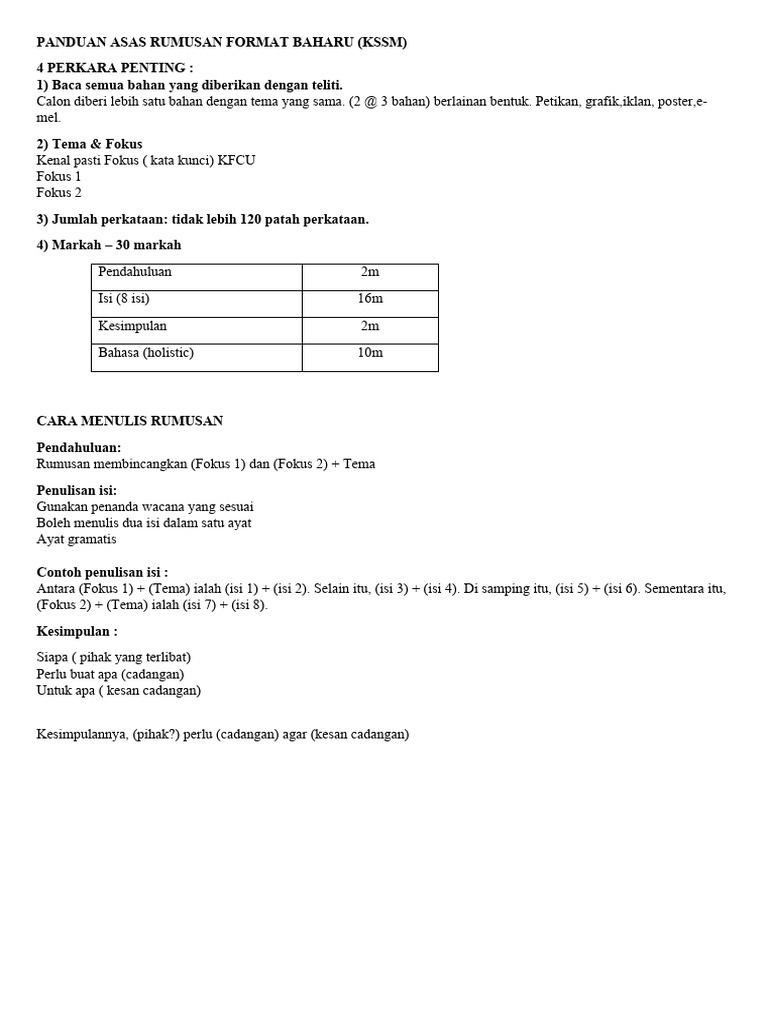 Panduan Asas Rumusan Format Baharu | PDF
