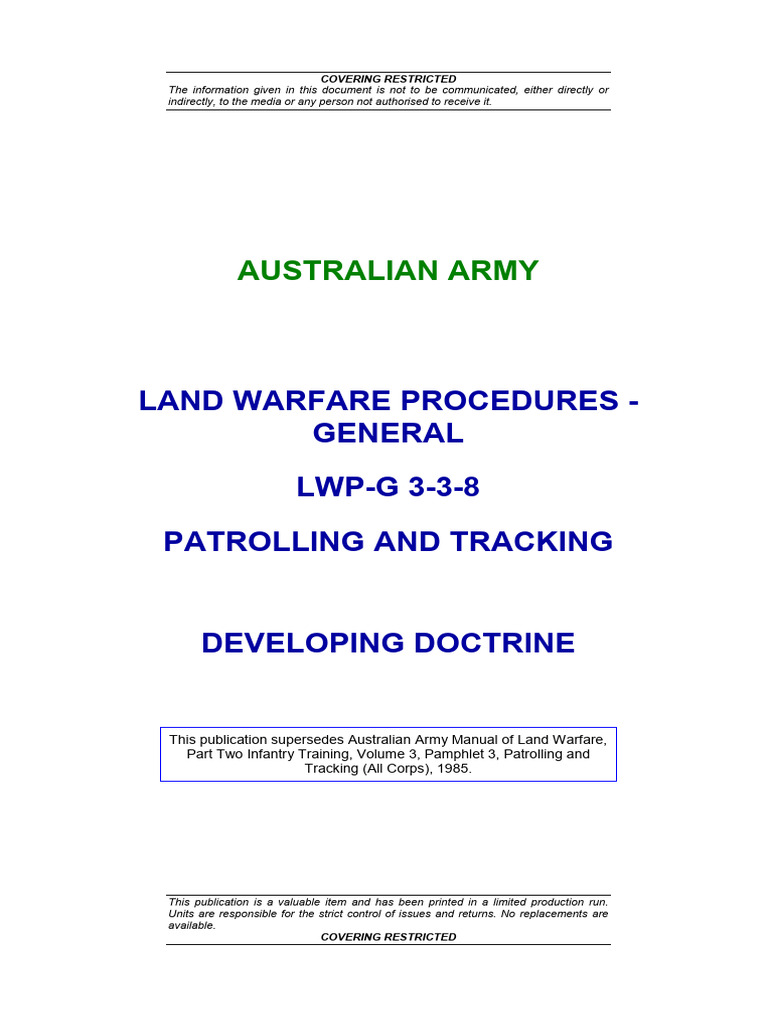 LWP-G 3-3-8 Patrolling and Tracking | PDF | Regiment | Battalion