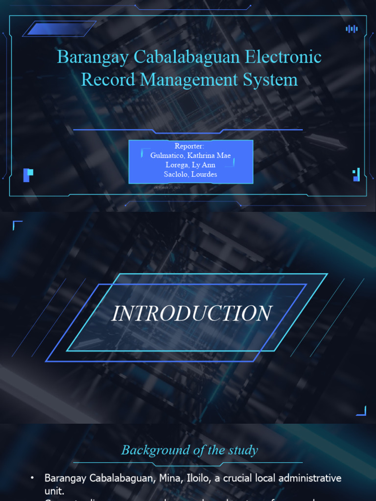 PRE ORAL Baranggay Cabalabaguan Digital Barangay Management Solution ...