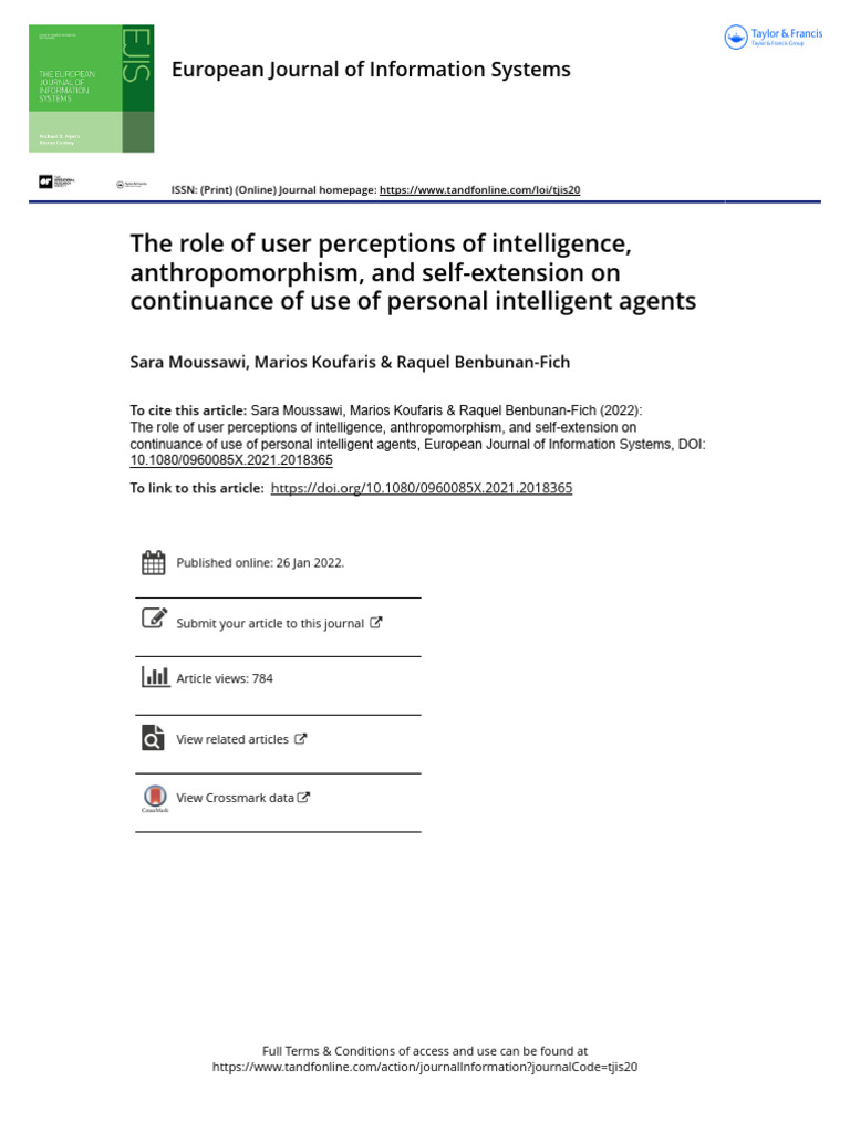 The Role of User Perceptions of Intelligence Anthropomorphism and Self ...