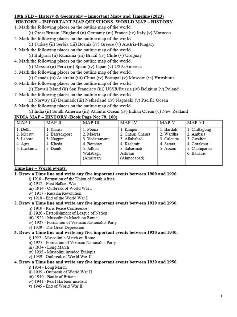 10th Social All Map Questions 2023 Pdf Pdf Tamil Nadu
