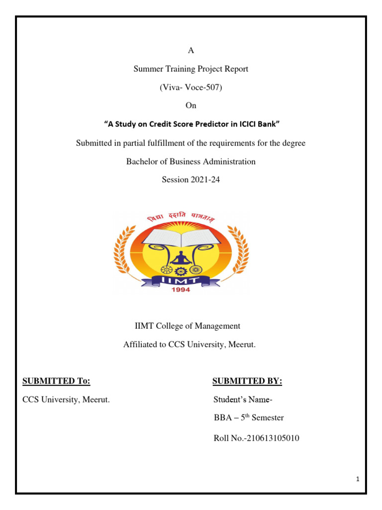 College Project Report ABHISHEK | PDF | Credit | Finance & Money Management