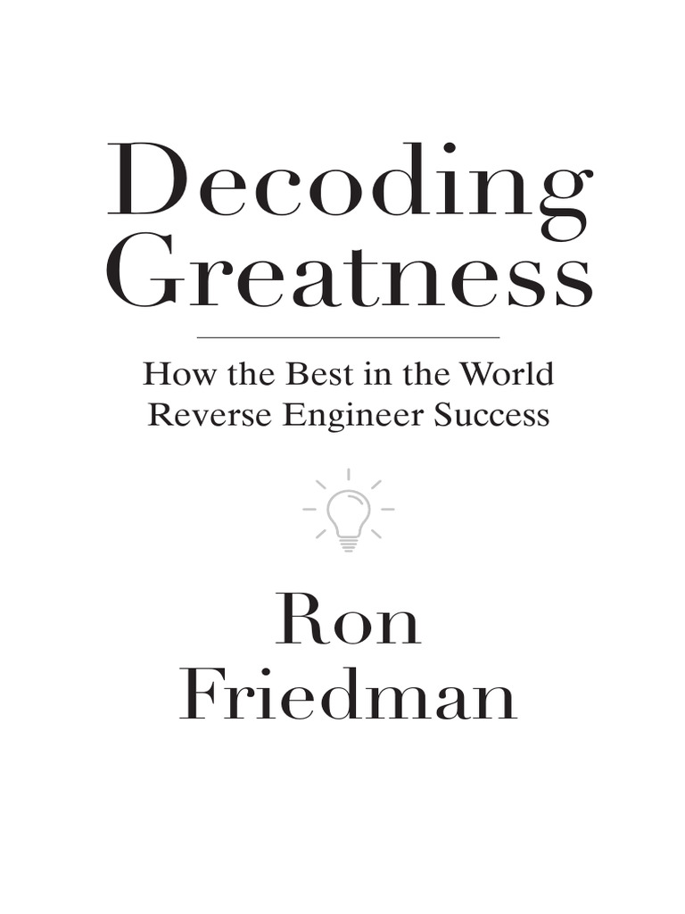 Decoding Greatness - by Friedman | PDF
