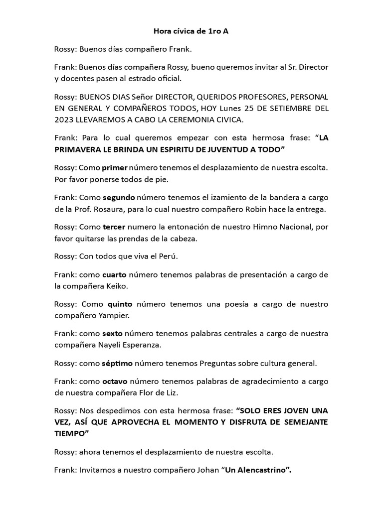 Hora Civica 1ro A | PDF