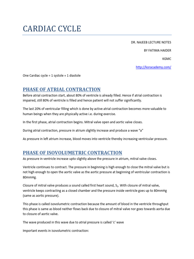 01 - CARDIAC CYCLE | PDF | Heart Valve | Ventricle (Heart)