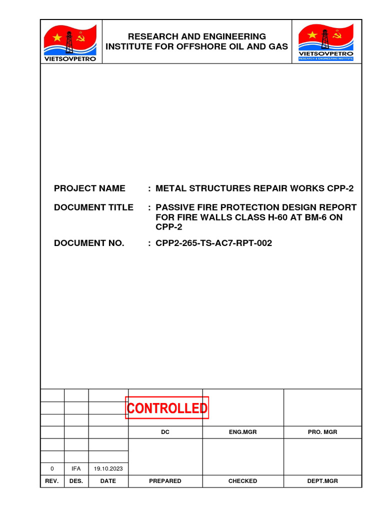 Passive Fire Protection Design Report For Fire Walls H-60 at BM-6 On CPP-2 | PDF | Fire ...