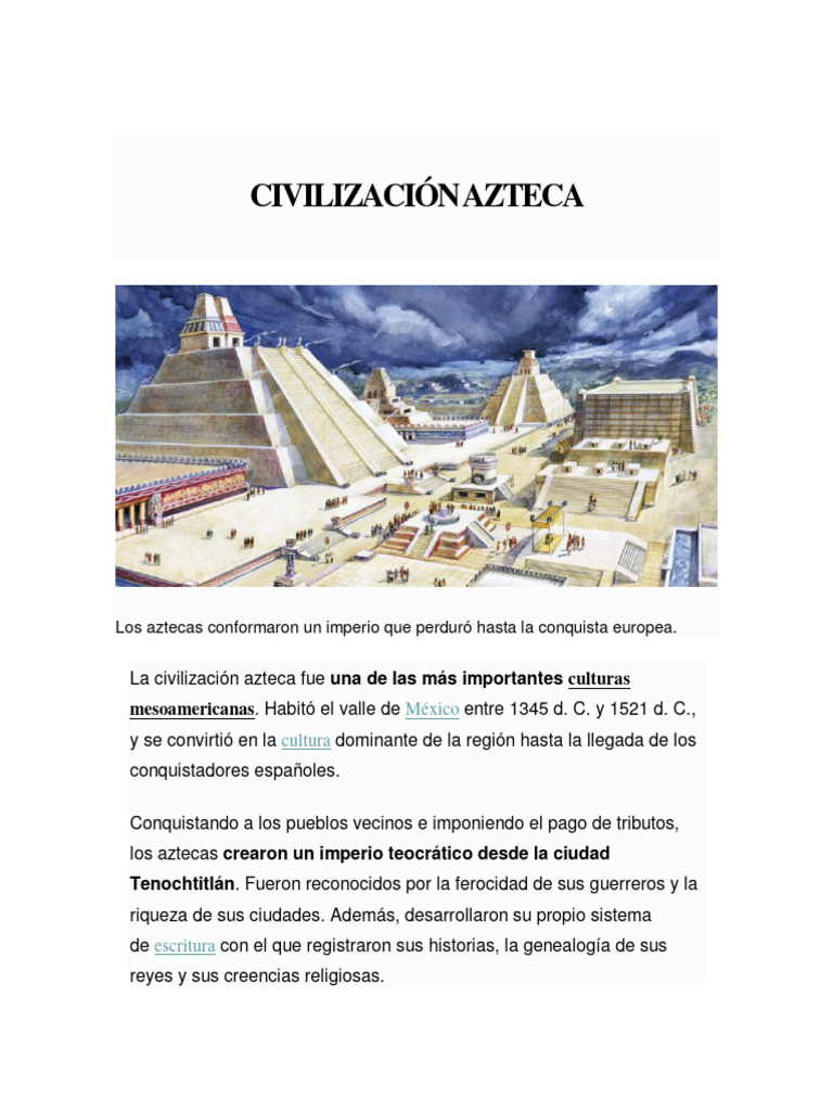 TEMA 7 Civilización Azteca | PDF | Mesoamérica | azteca