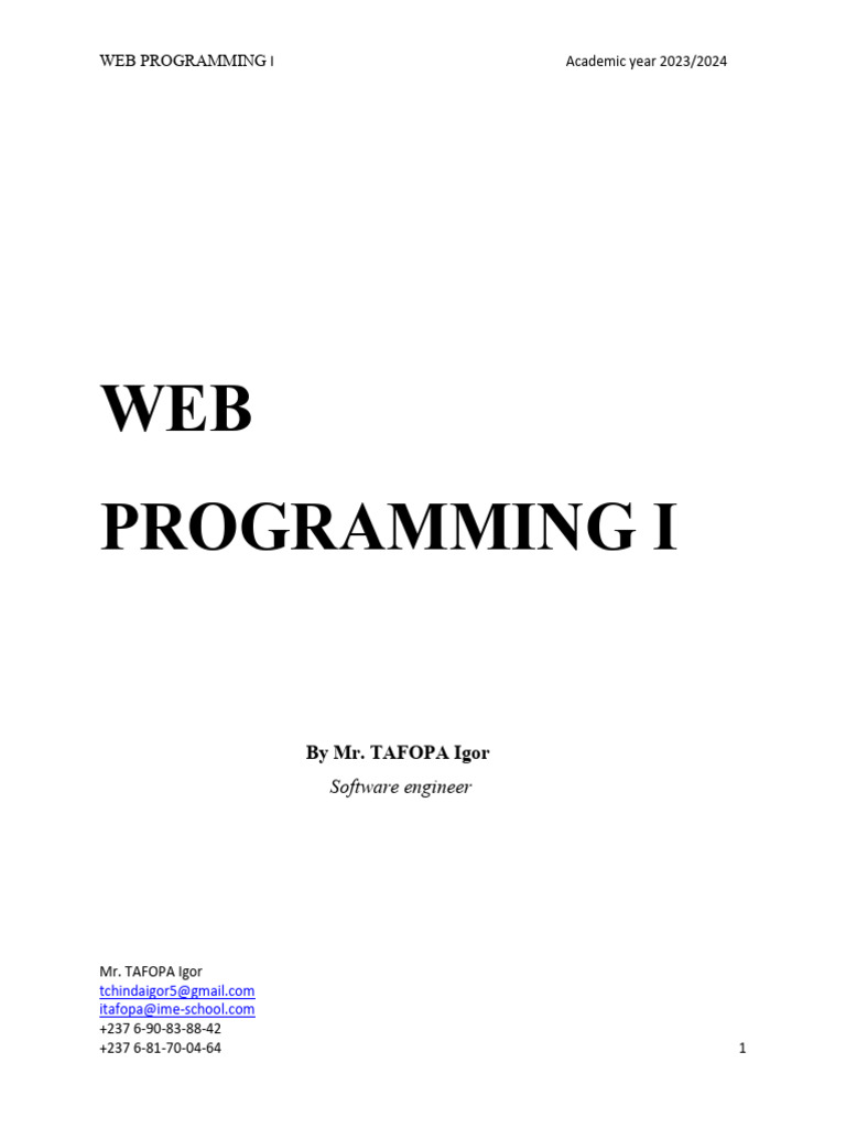Web Programming 1 Notes - 102630 | PDF | Html Element | Html