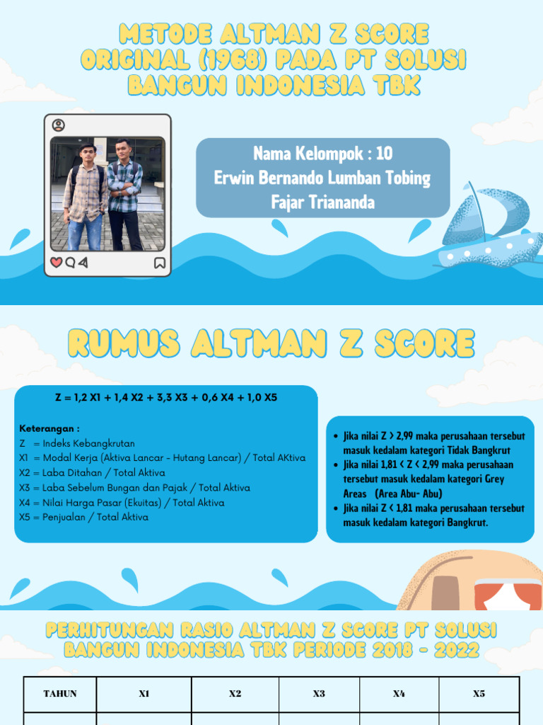 ANALISIS KEBANGKRUTAN MENGGUNAKAN METODE ALTMAN Z SCORE ORIGINAL (1968 ...
