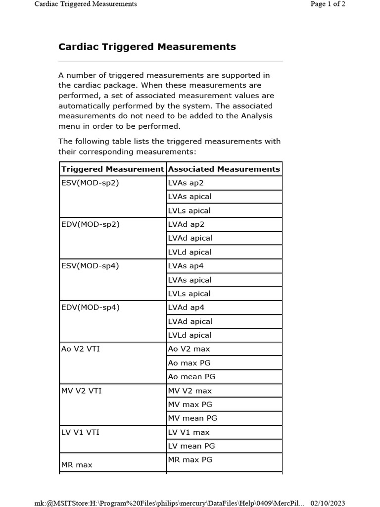 Cardiac Calculations | PDF