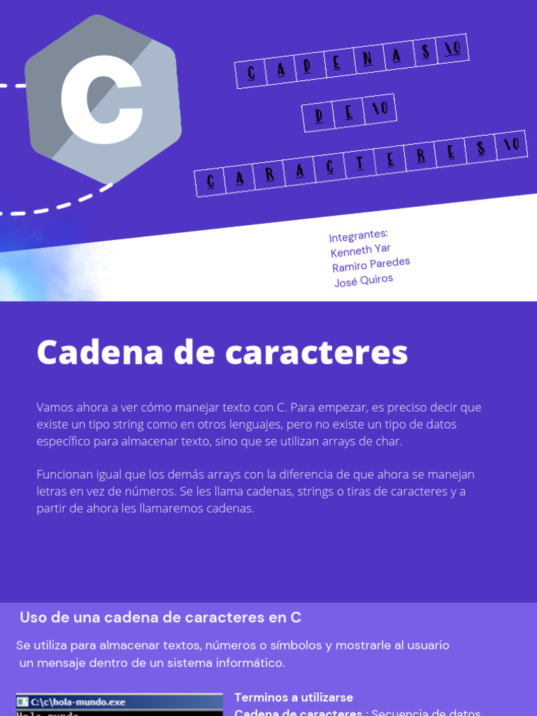 Cadena de Caracteres en C | PDF | Cadena (informática) | Puntero ...