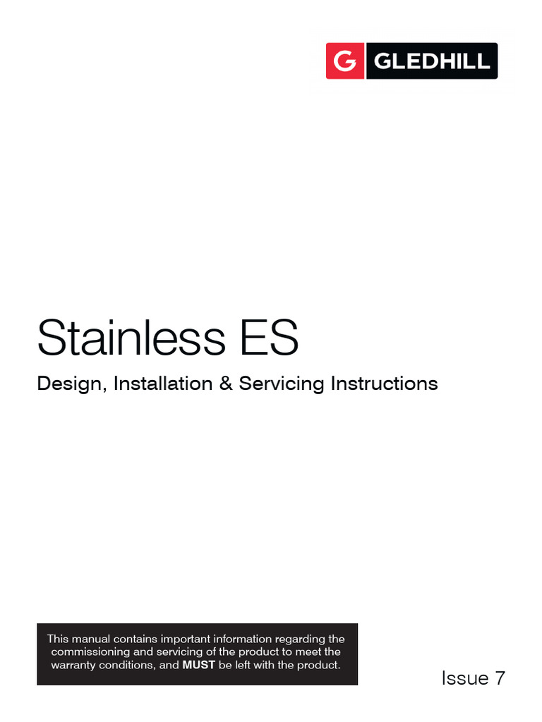 Gledhill Stainless ES Installation Manual | PDF | Water Heating | Valve