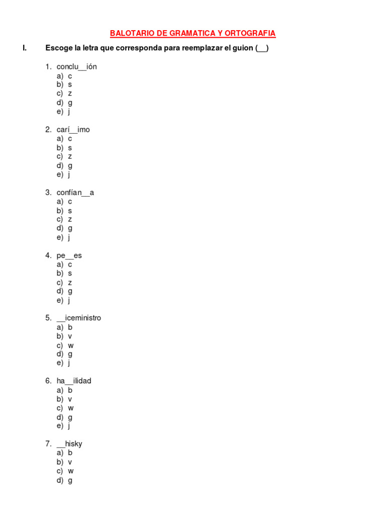 Balotario de Gramática y Ortografía | PDF | Gramática | Lingüística