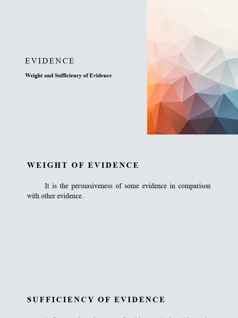H. Weight and Sufficiency of Evidence | PDF | Burden Of Proof (Law ...