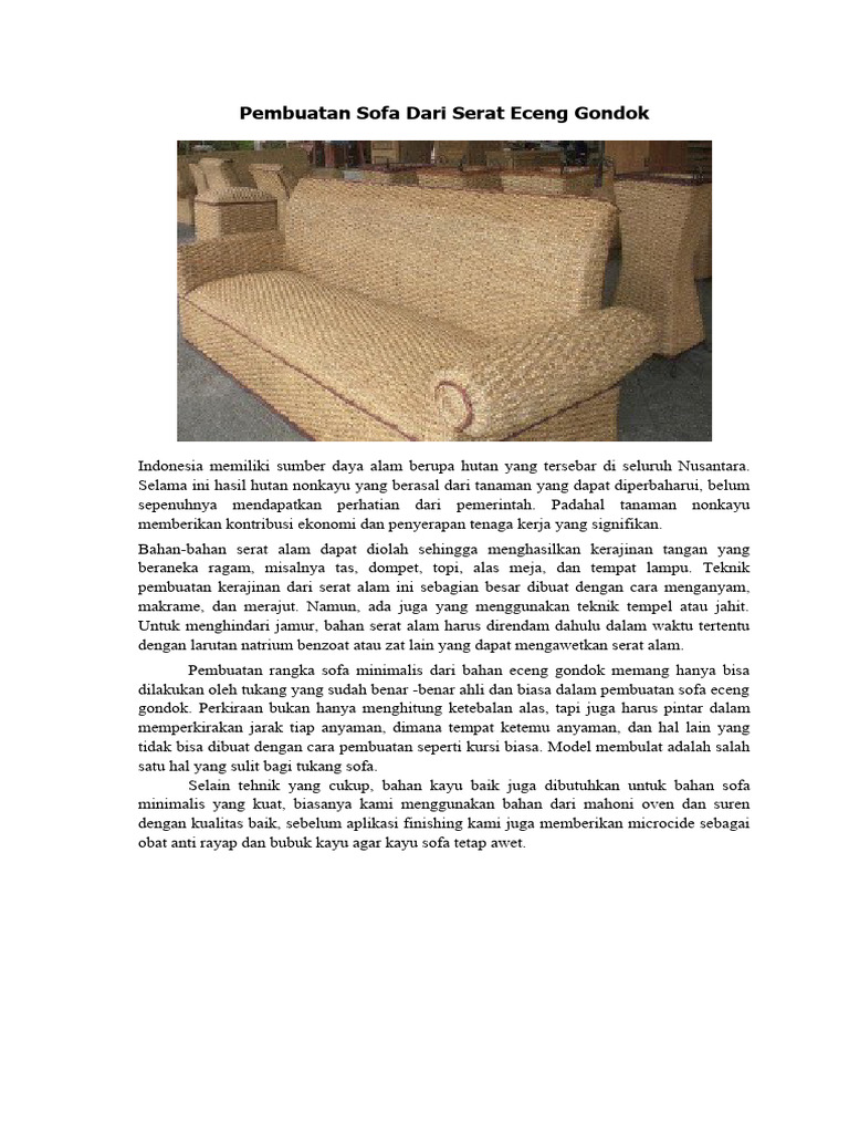 Pembuatan Sofa Dari Serat Eceng Gondok | PDF