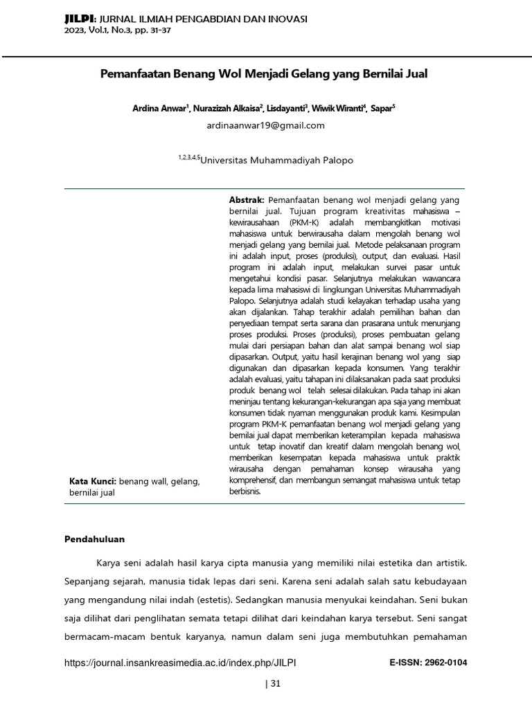 31-37 Pemanfaatan Benang Wol Menjadi Gelang Yang Bernilai Jual | PDF