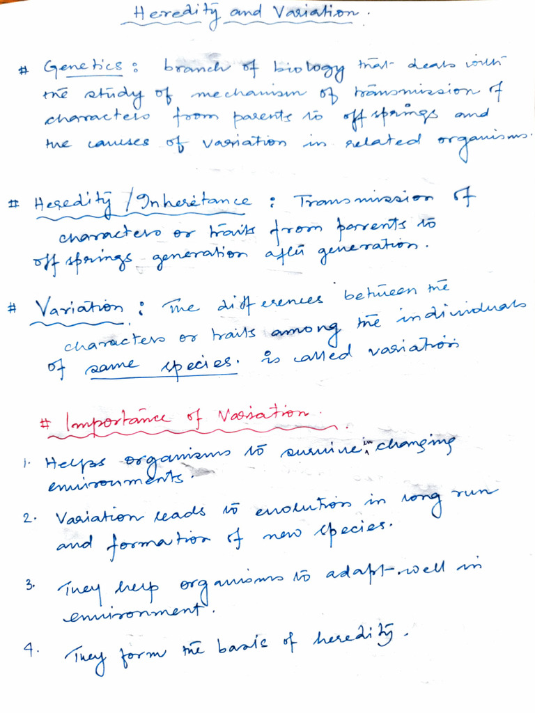 Heredity and Variation Class 10 | PDF | Genetics | Biology