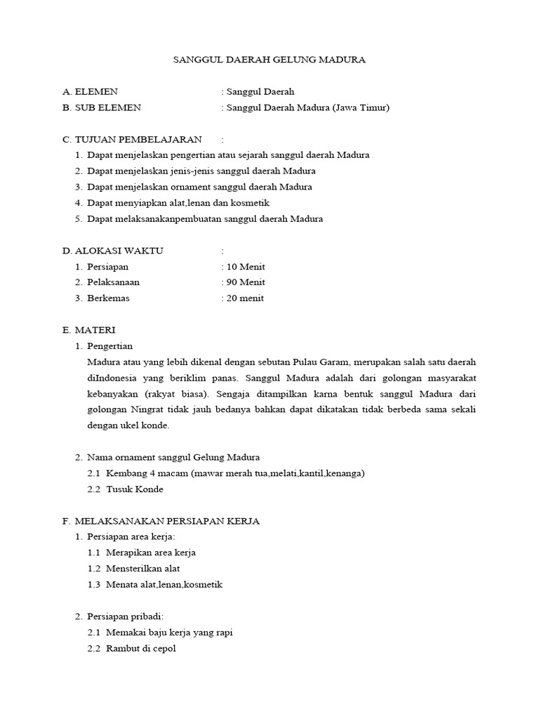 Sanggul Gelung Madura: Panduan Praktis | PDF