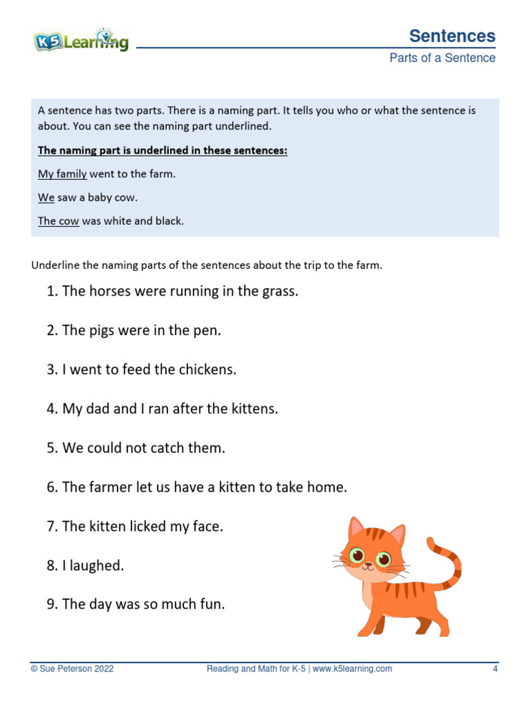 Naming and Telling Parts of Sentences | PDF