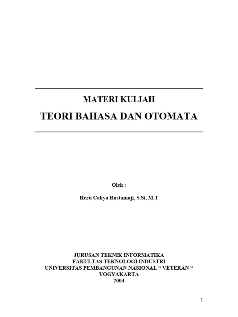 Materi Teori Bahasa dan Otomata | PDF | Metode & Bahan Ajar
