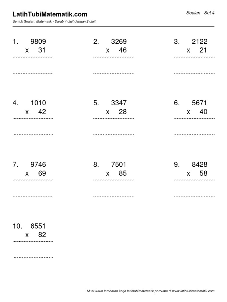 Darab 4 Digit Dengan 2 Digit Set 4 | PDF