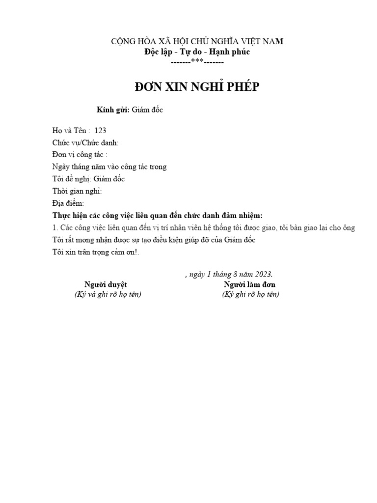 Don Xin Nghi Phep | PDF