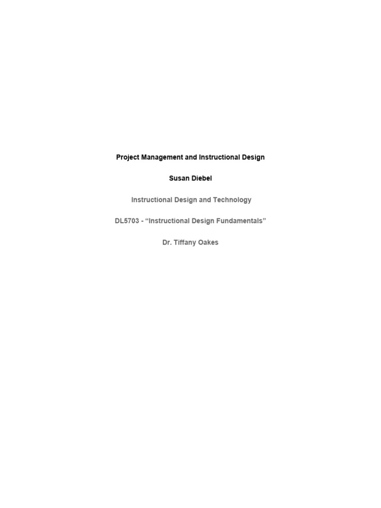 Project Management and Instructional Design | PDF | Instructional Design | Educational Technology