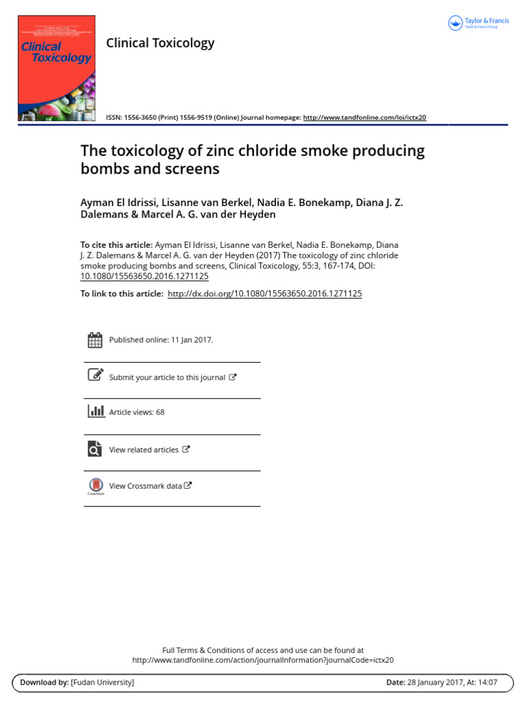 Toxicology of Zinc Chloride Smoke | PDF | Cough | Lung