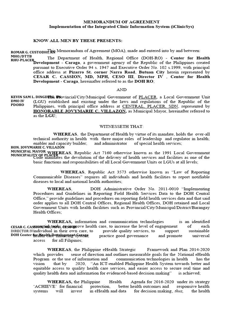 3 - 2022 MOA - iClinicSys - Template | PDF | Health Care | Information ...