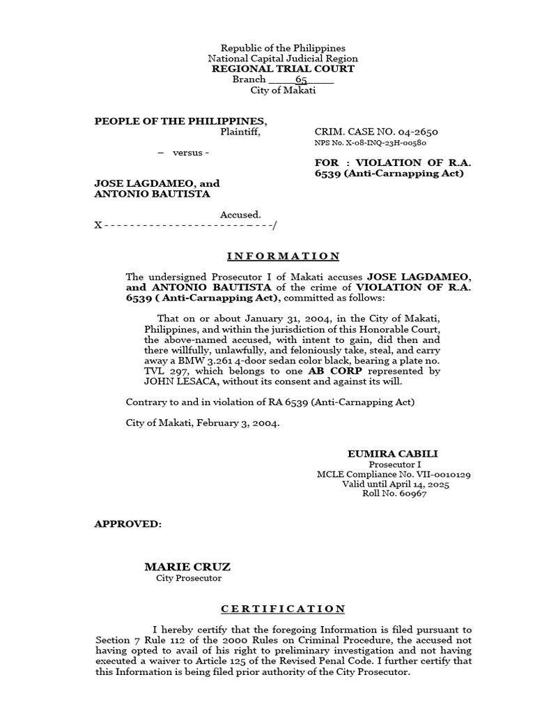 Information | PDF | Prosecutor | Government Institutions
