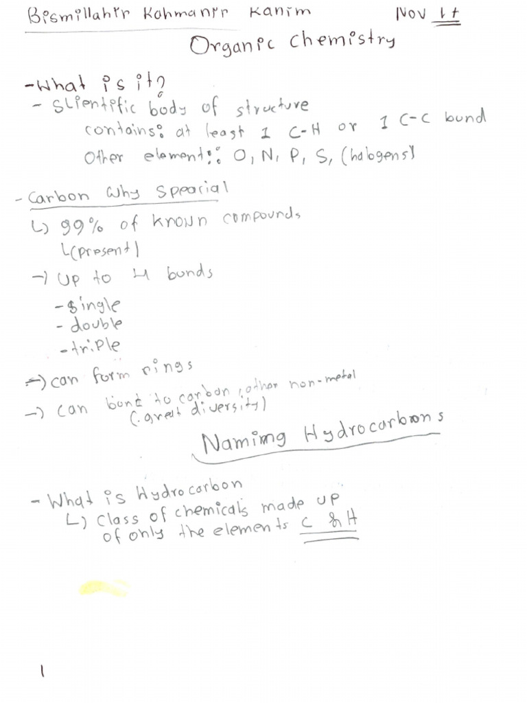 Organic Chem Notes | PDF | Chemical Substances | Organic Compounds